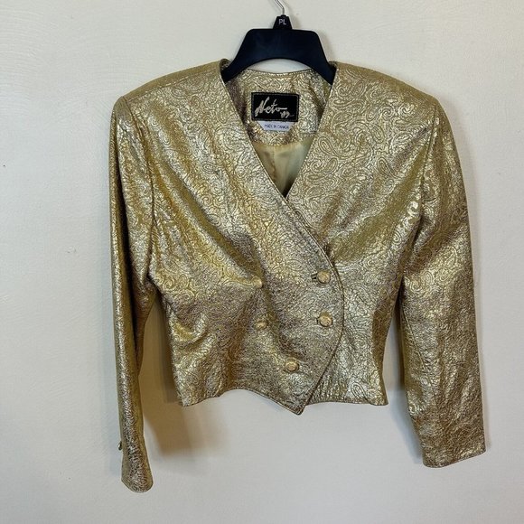 Vintage | Jackets & Coats | Vintage Gold Shimmer Womens 99s Style Short ...